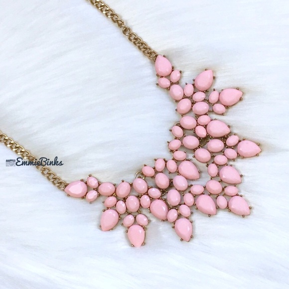 Jewelry | New Matte Pastel Pink Jeweled Bib Statement Necklace | Poshmark